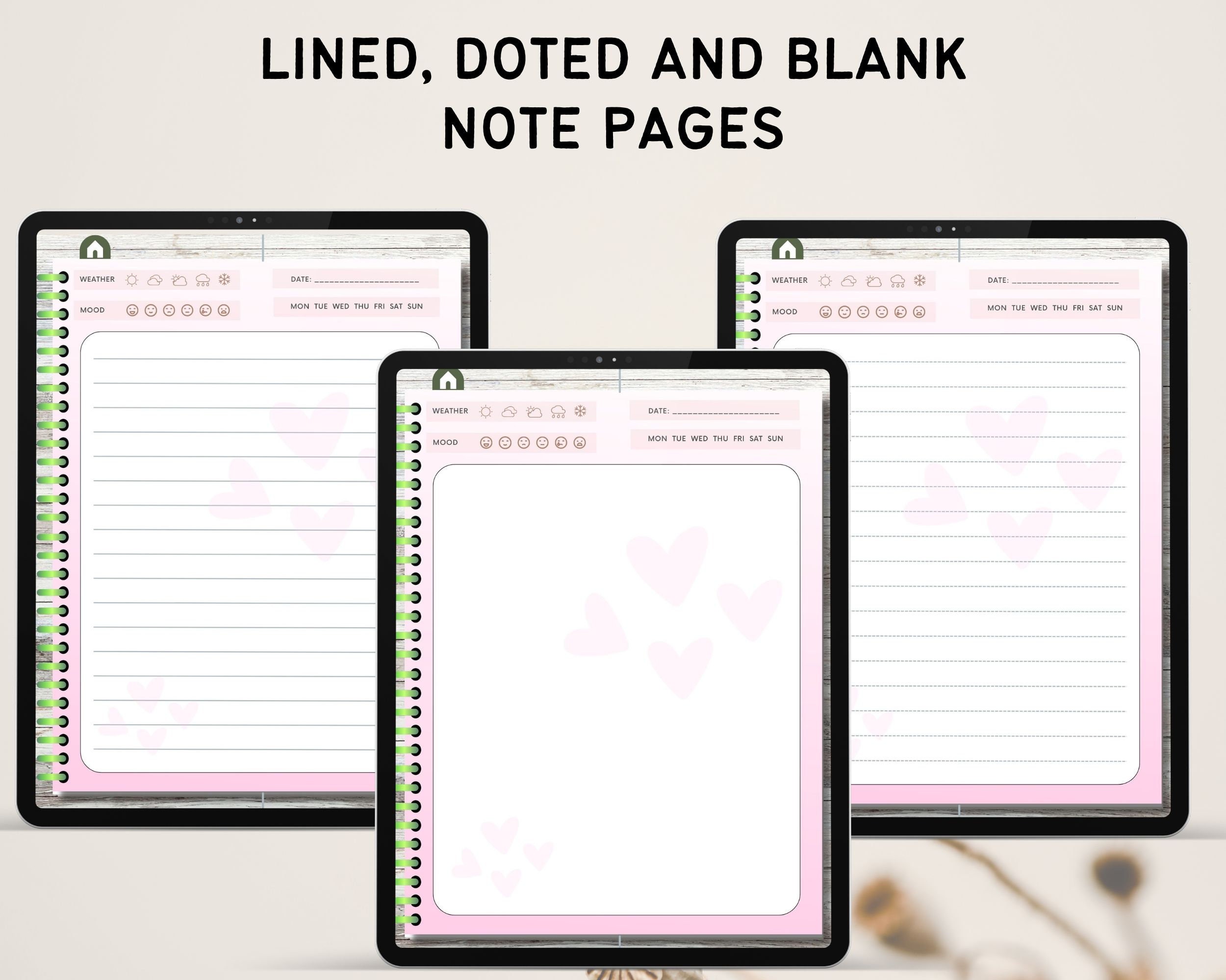 Pink Digital Diary, Digital Planner Notes, iPad Planner, Undated ...