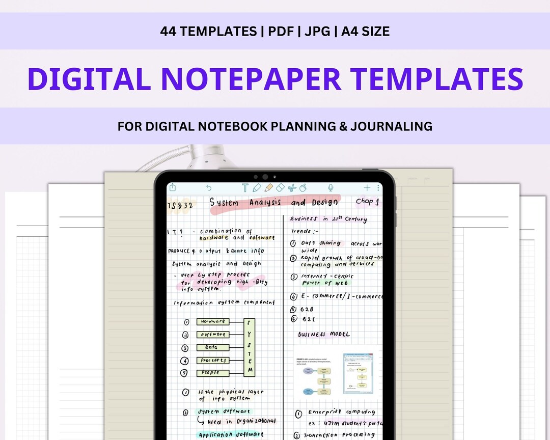 Digital Note Paper Templates, Digital Note Papers, iPad Note Taking ...