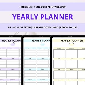Yearly Overview, Printable Yearly Planner on One Page, Year at a Glance ...