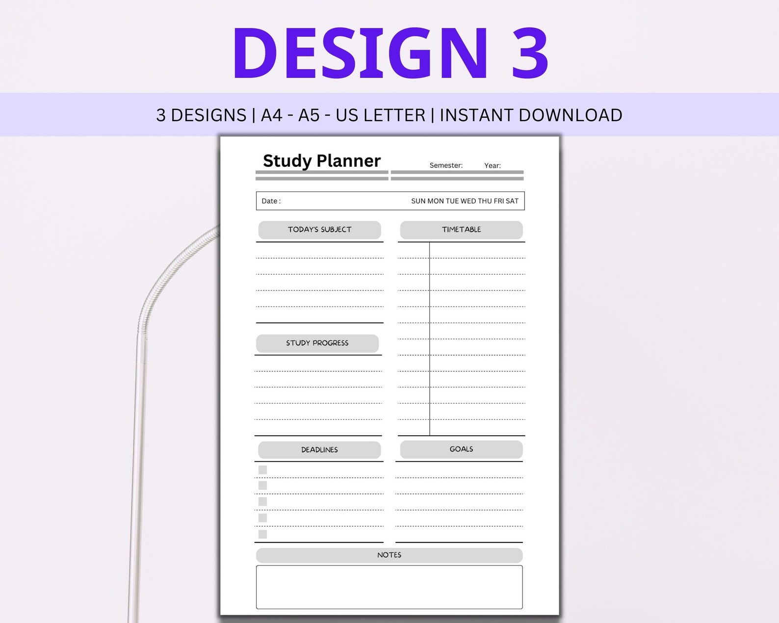 Minimalist Study Planner Printable, Assignment Tracker, Printable ...