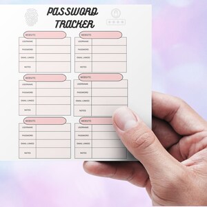Password Tracker Printable & Fillable PDF, Colourful, Cheap Password ...