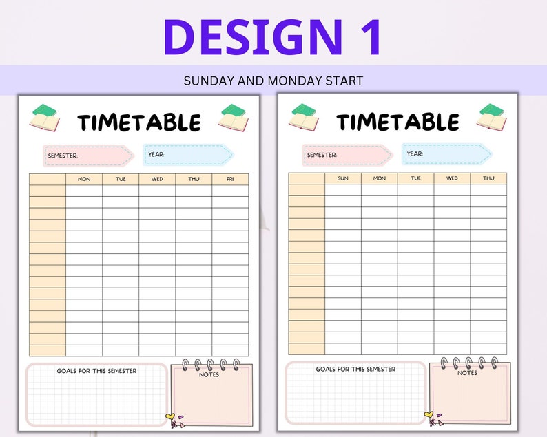 Minimalist Revision Timetable Printable Set Hourly Agenda - Etsy