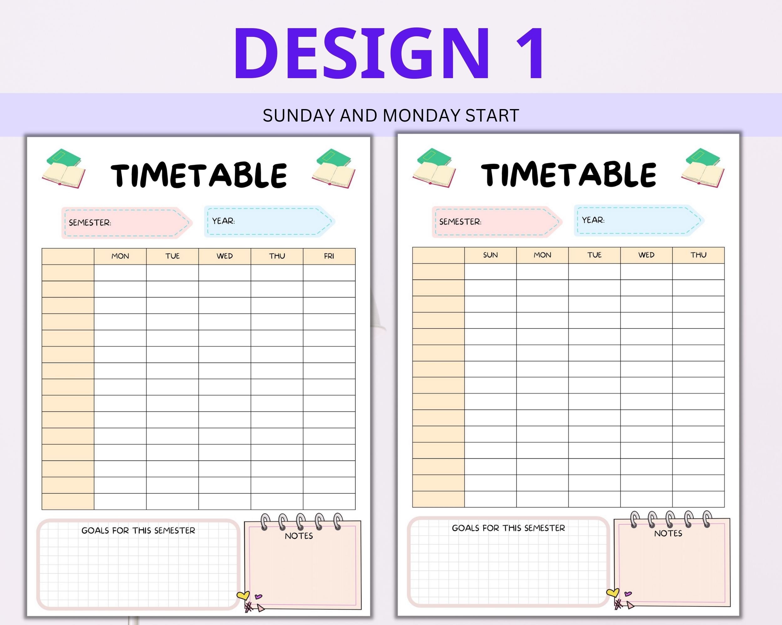 Minimalist Revision Timetable Printable Set, Hourly Agenda, Weekly ...