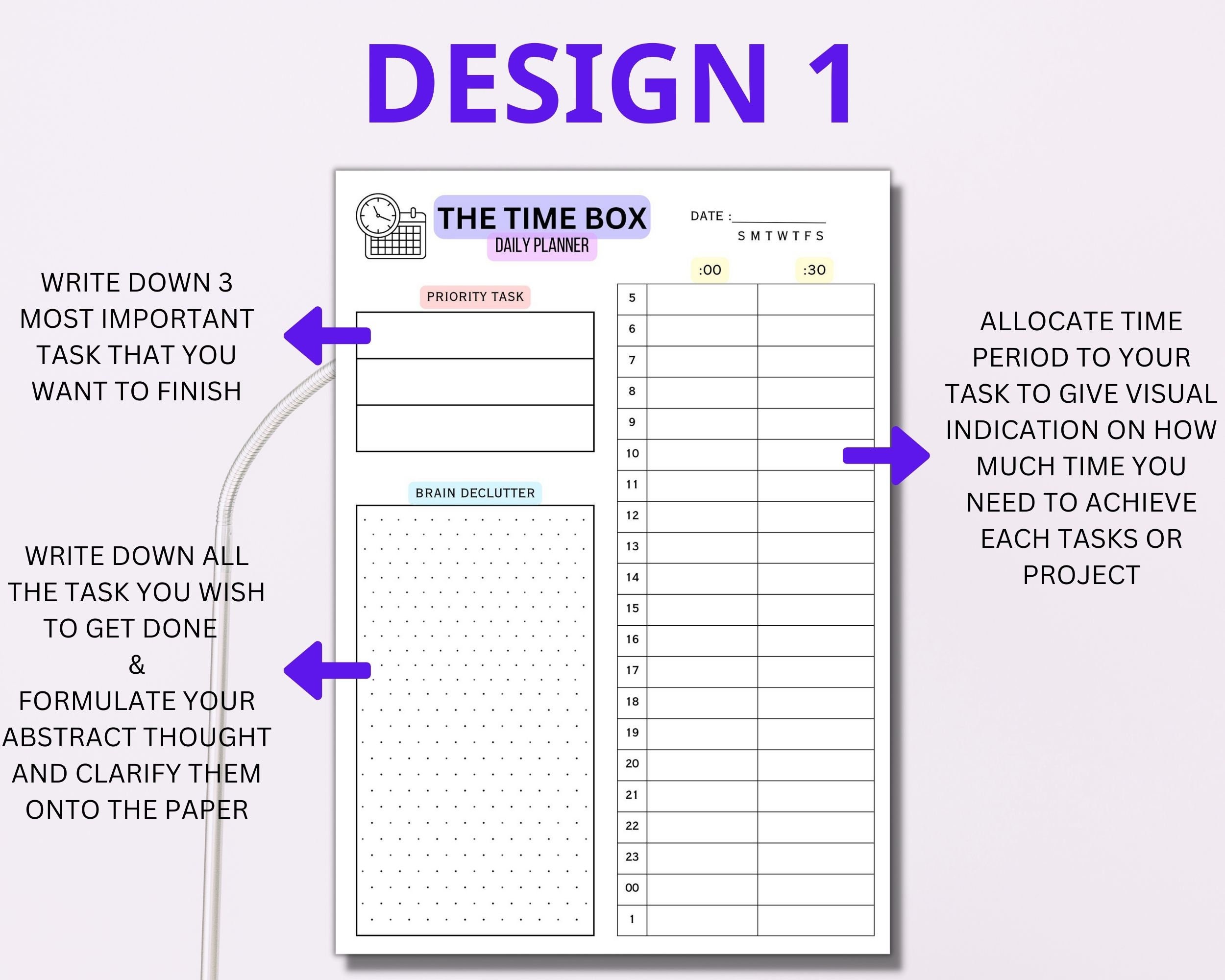 Daily Time Blocking Planner, Half Hour Time Blocking Template, Week at ...