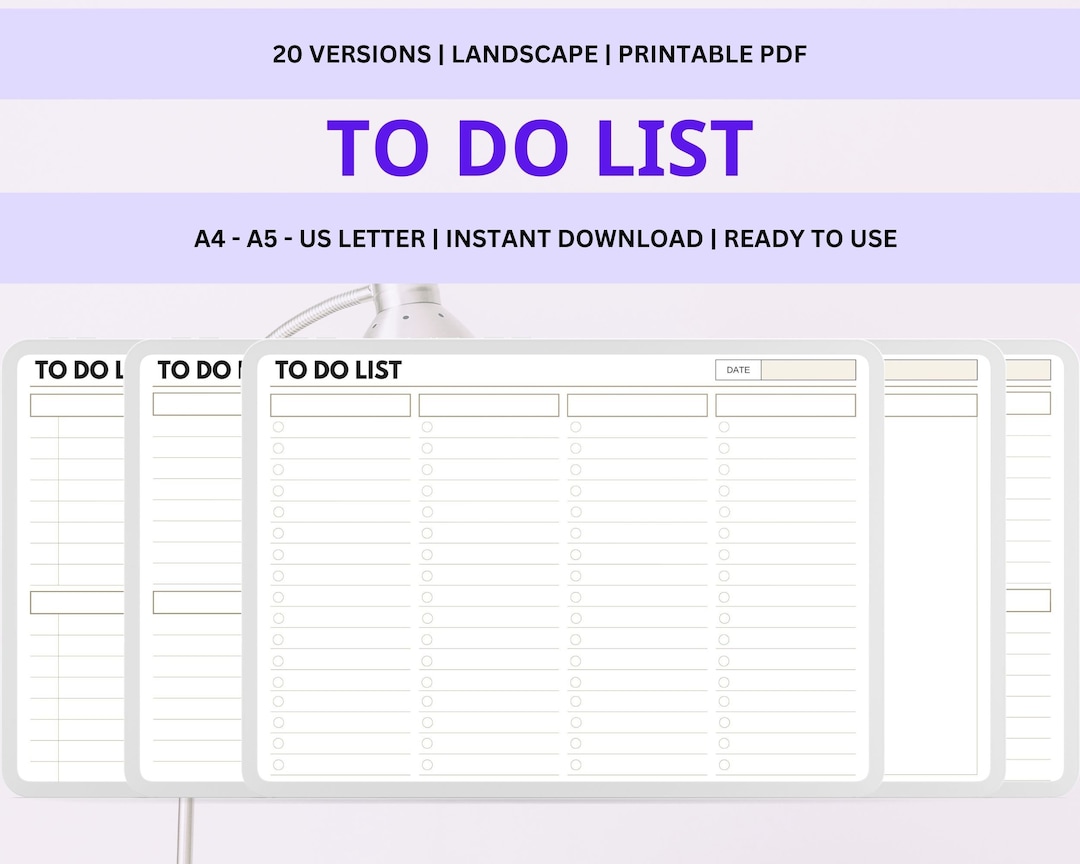 Minimalist to Do List, Task Lists, Task Checklist, Landscape Digital ...