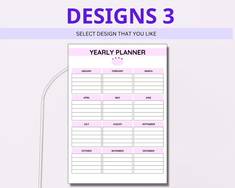 Yearly Overview, Printable Yearly Planner on One Page, Year at a Glance ...