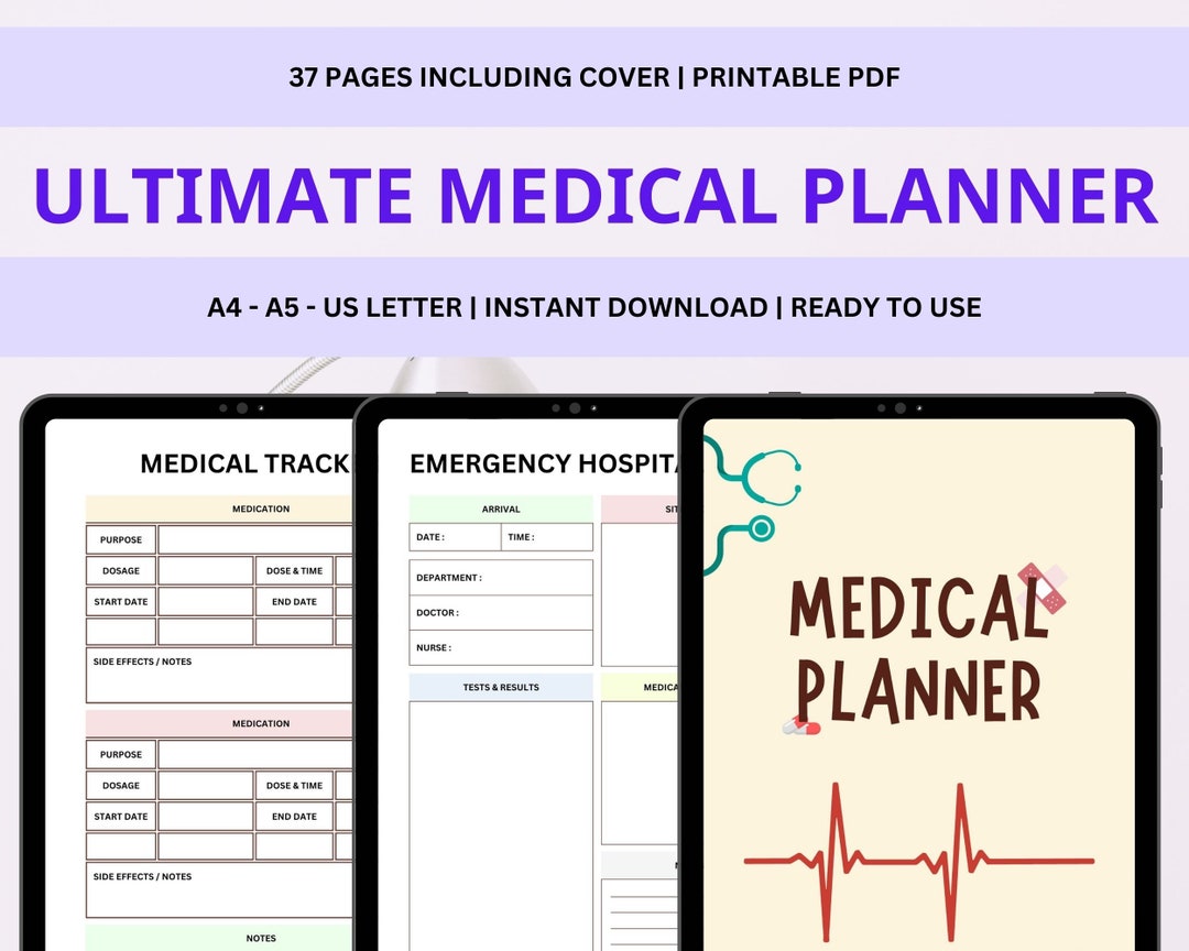 Medical Planner Printable, Family Medical Binder, Healthcare Bundle ...