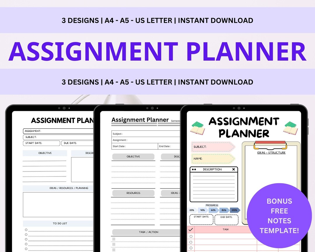 Printable Assignment Planner, Study Planner, Homework, College ...
