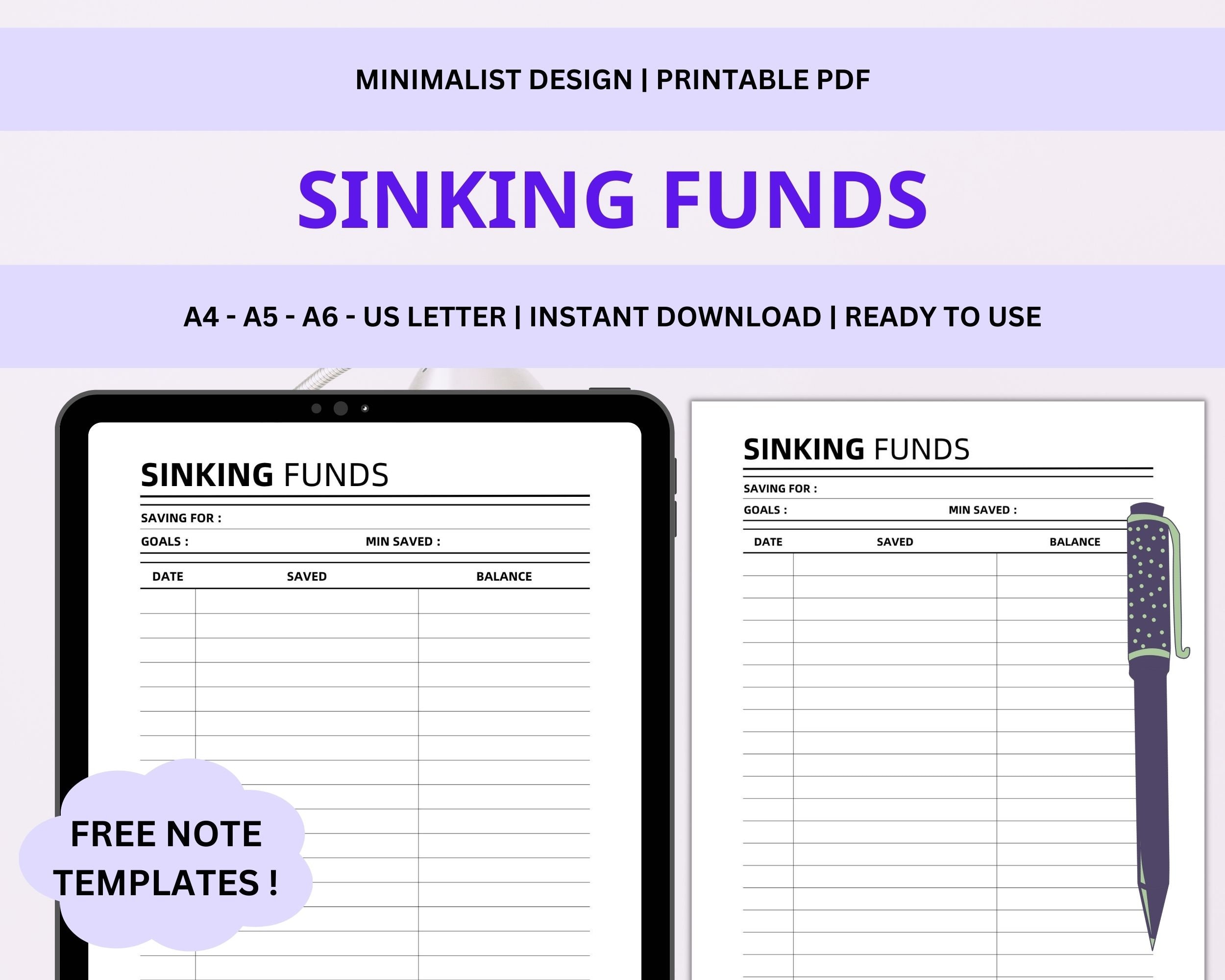 Sinking Funds Tracker Printable, Sinking Funds Tracker, Sinking Funds ...