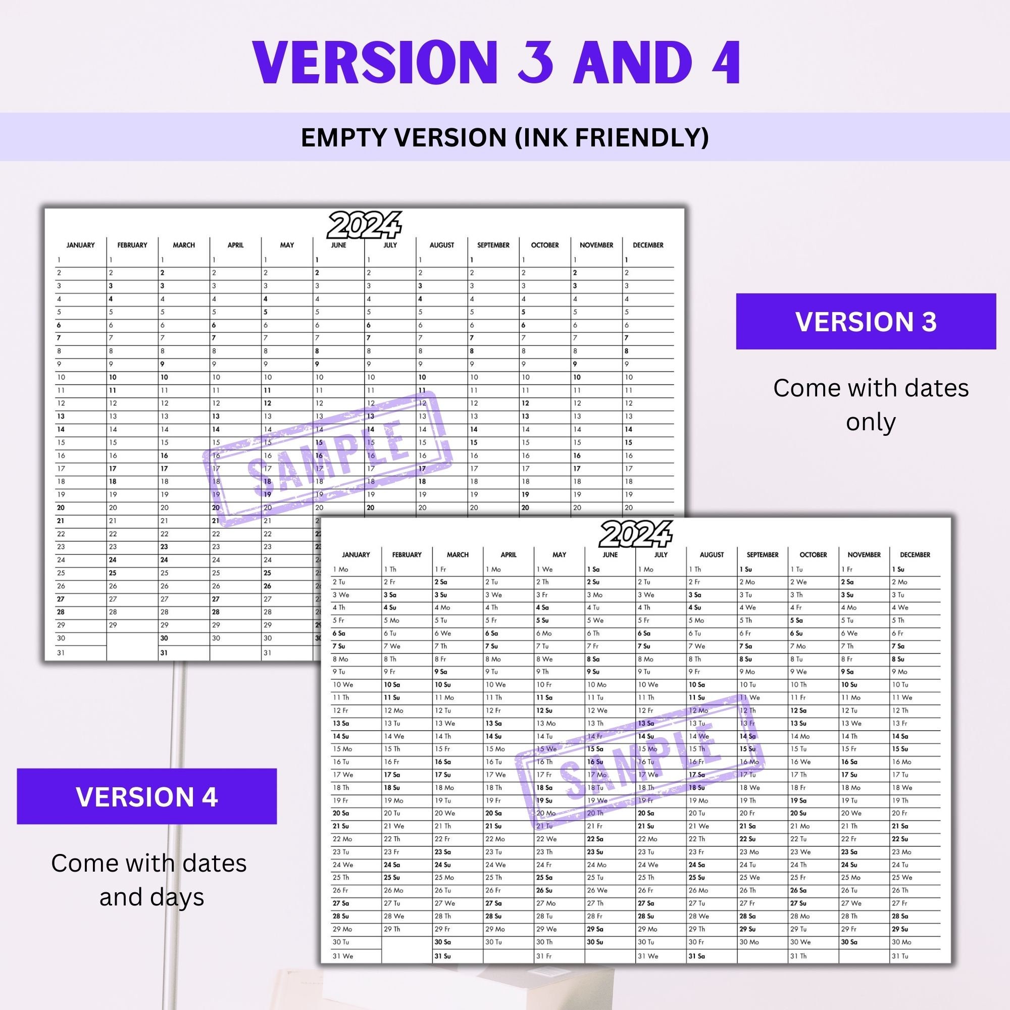 Printable Calendar, 2024 Year Planner, Yearly Overview Printable, Year ...
