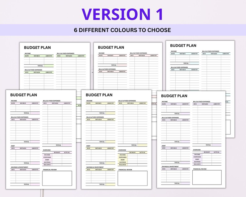 Budget Planner, Printable Planner Insert, Finance Overview Template ...