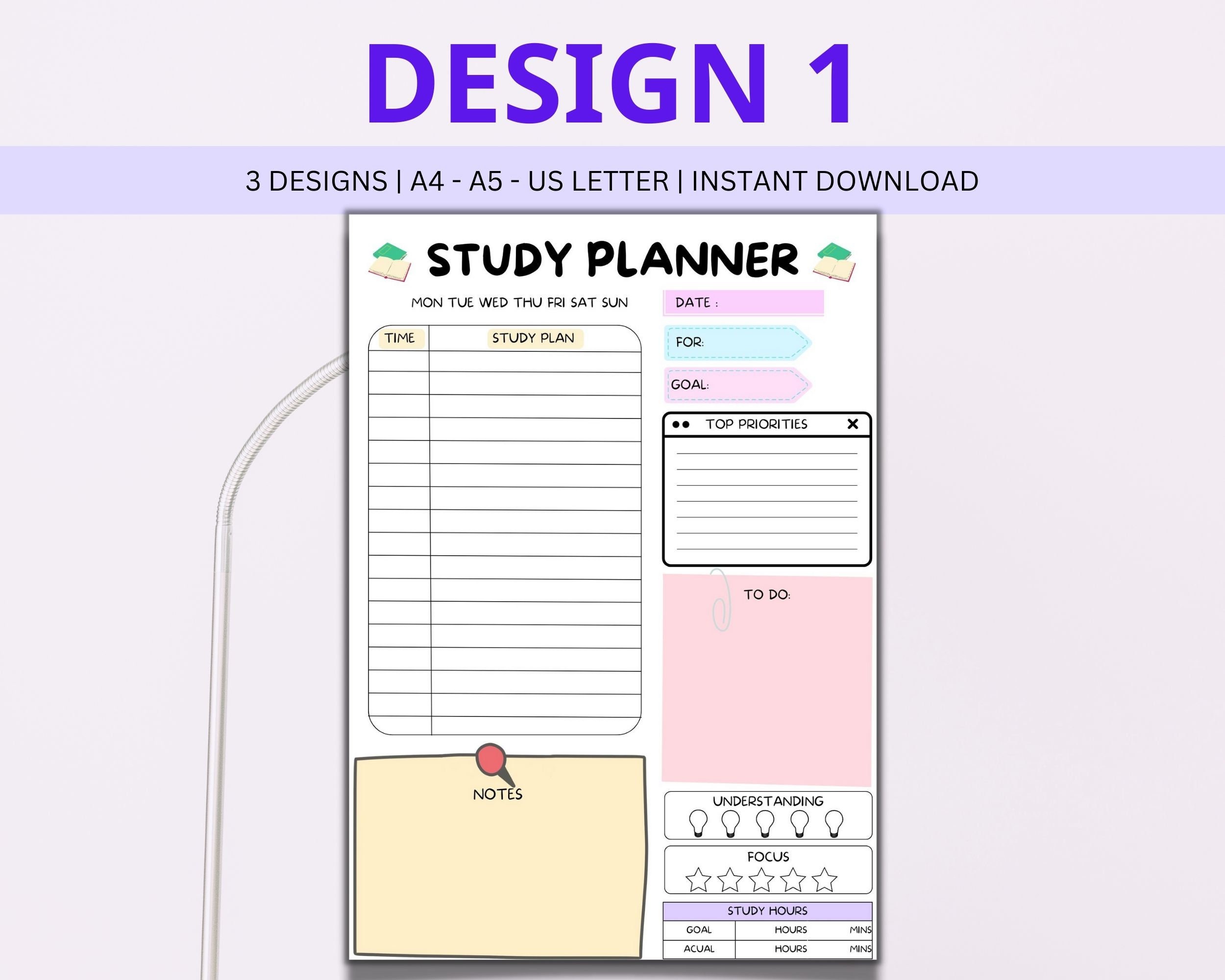 Minimalist Study Planner Printable, Assignment Tracker, Printable ...