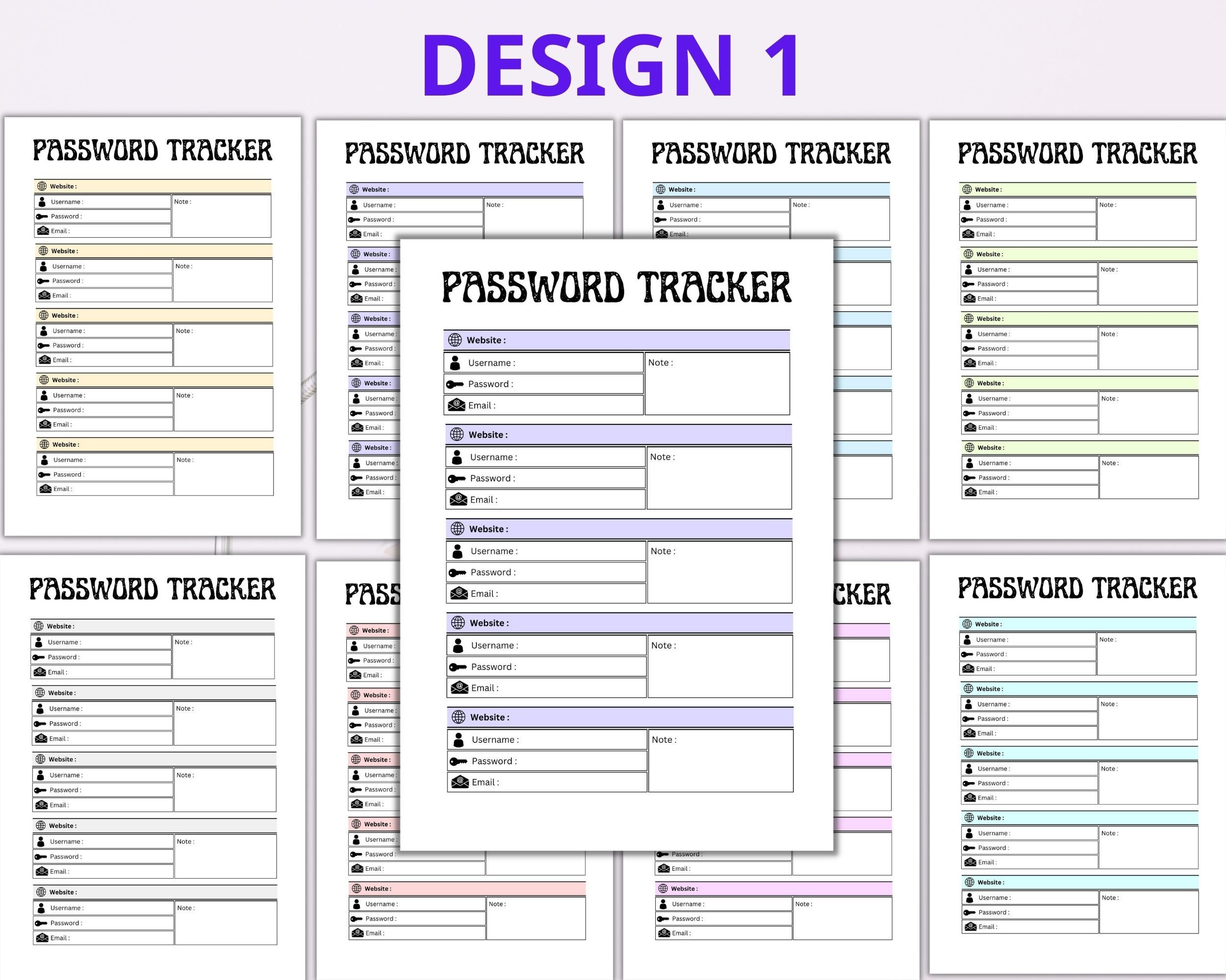 Password Tracker Printable, Fillable, Password Log, Password Organizer ...
