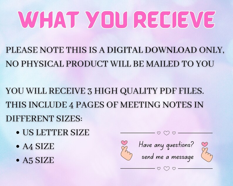 Meeting Notes Printable Template, Cute Design, Meeting Minutes, Meeting ...