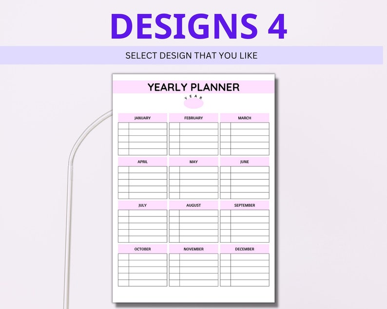 Yearly Overview, Printable Yearly Planner on One Page, Year at a Glance ...