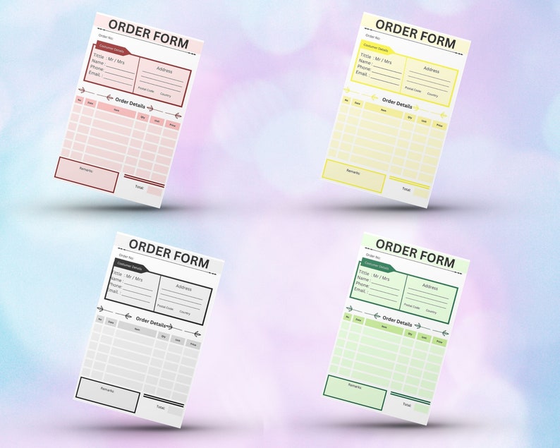 Order Form Template, Printable Order Form, Minimal Purchase Order Form ...