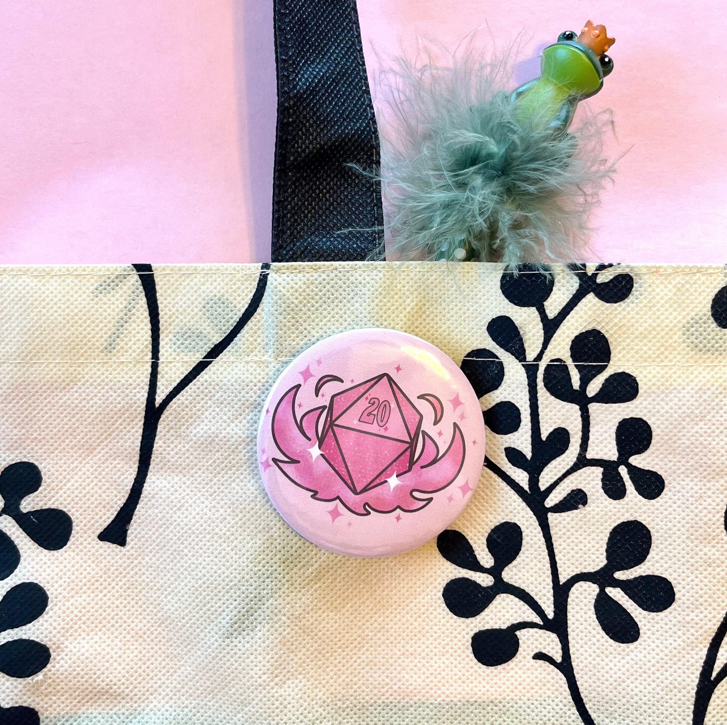 Dungeons and Dragons Pink D20 Button - Etsy