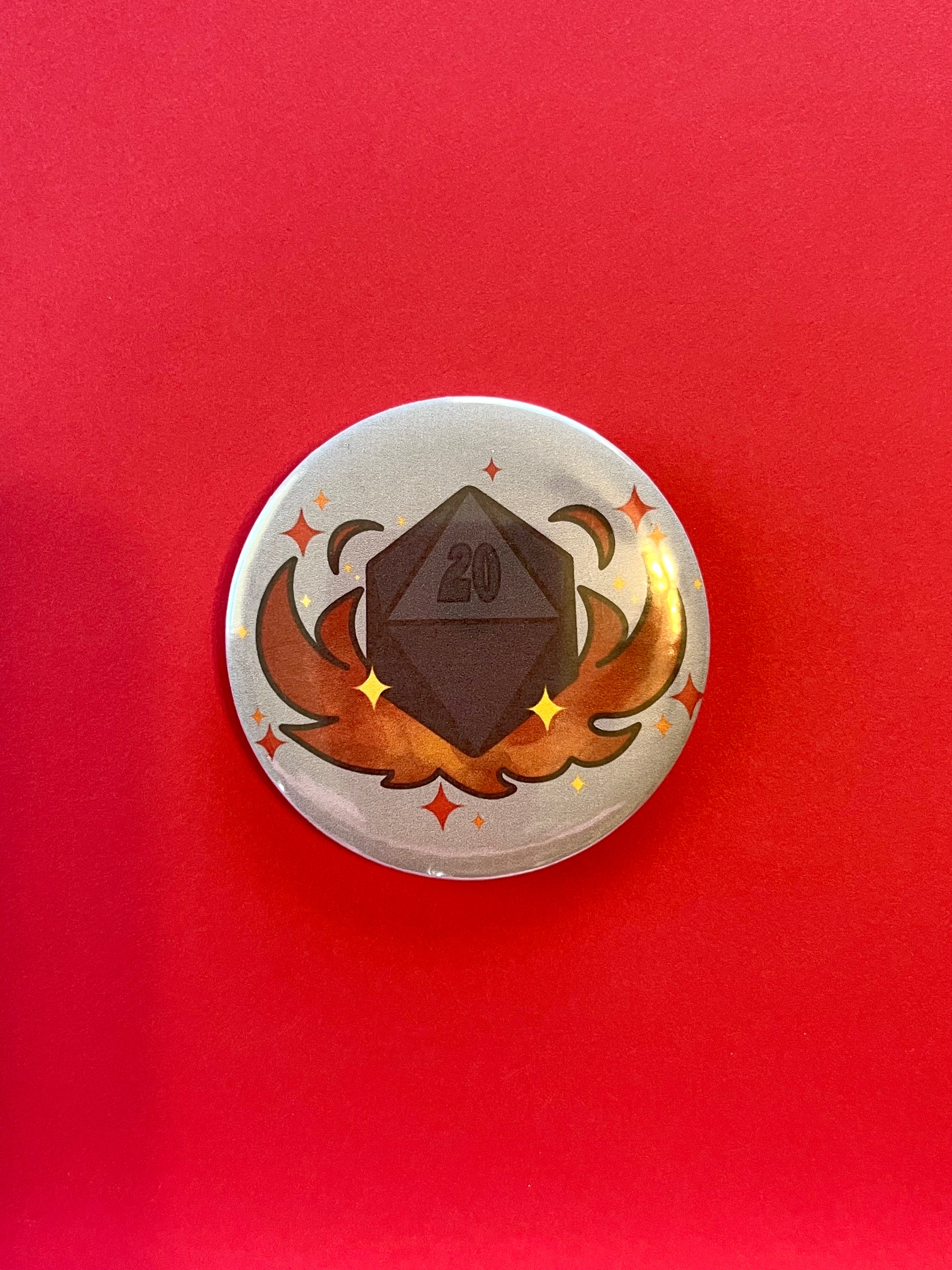 Dungeons and Dragons Fire D20 Button - Etsy