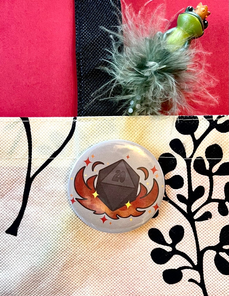 Dungeons and Dragons Fire D20 Button - Etsy