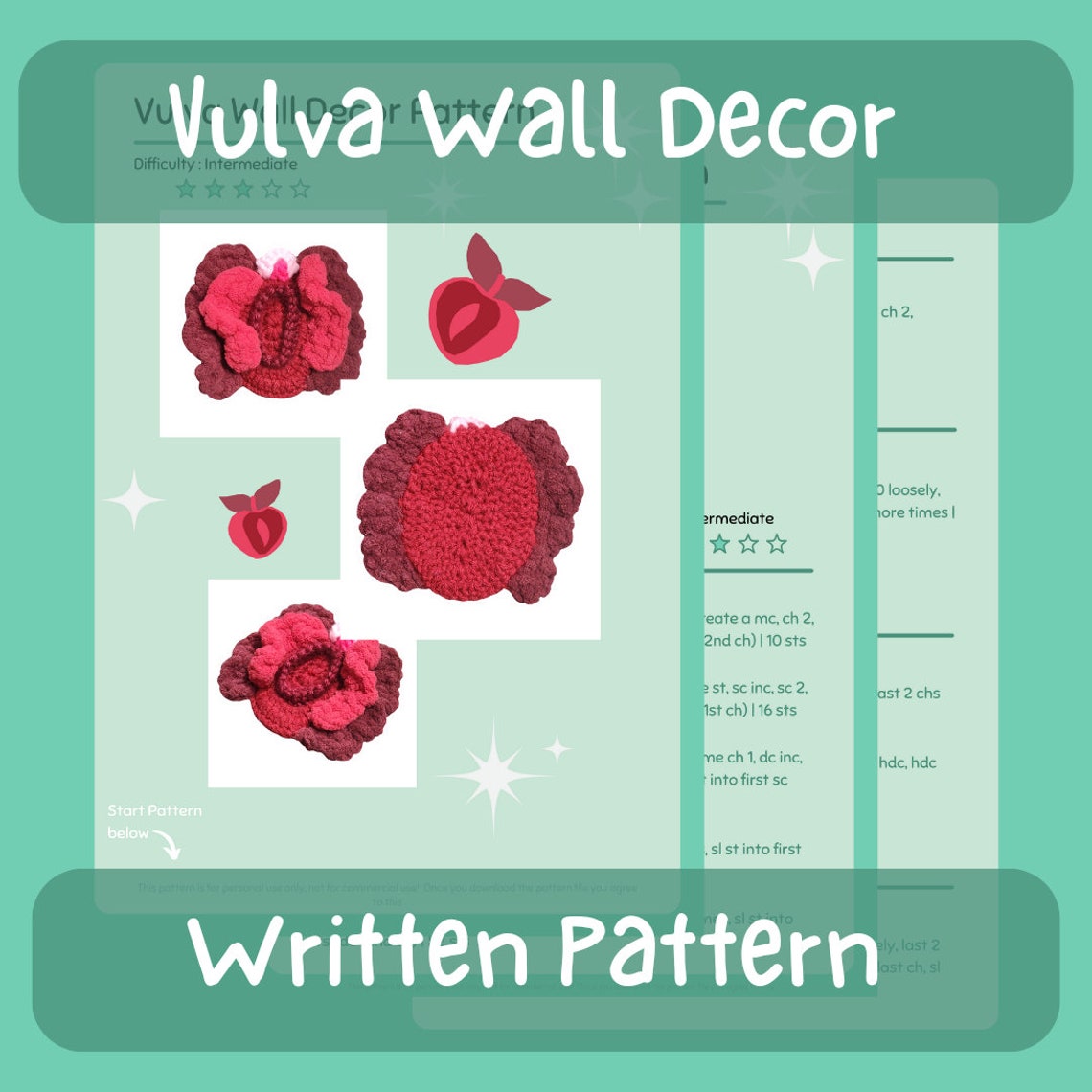 Vulva Female Anatomy Crochet Pattern WRITTEN PATTERN, Abstract Crochet ...