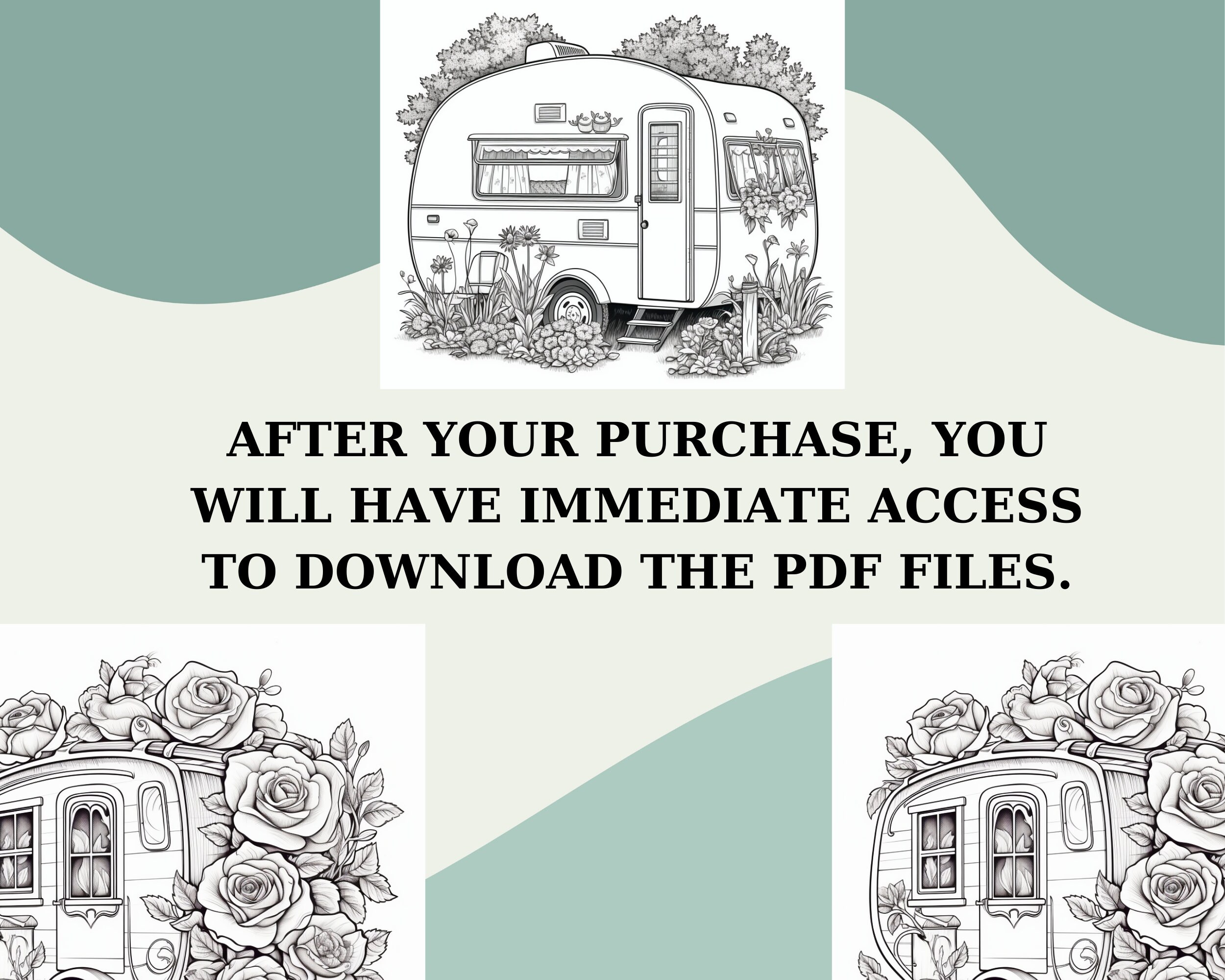 50 Caravan Coloring Pages Printable PDF A4 Adult Coloring - Etsy Australia