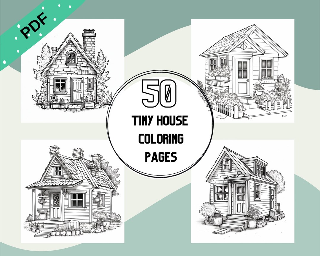 50 Tiny House Coloring Pages Printable PDF A4 Adult - Etsy
