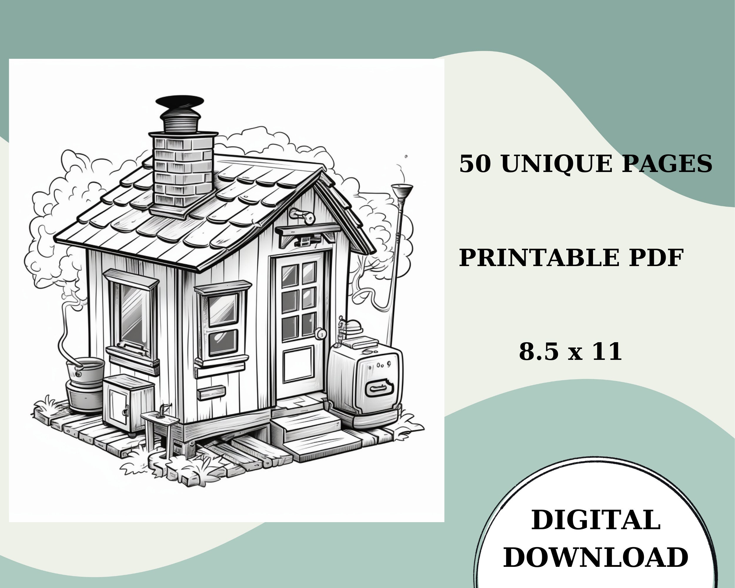50 Tiny House Coloring Pages Printable PDF A4 Adult - Etsy Canada
