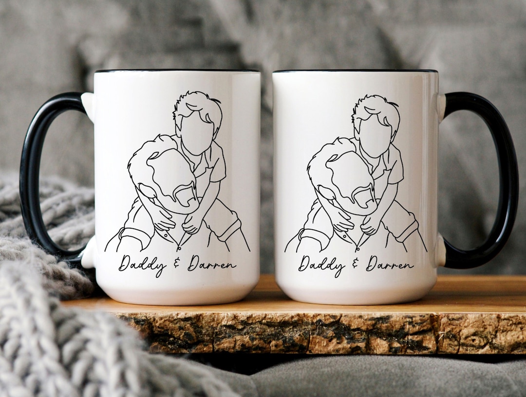 Custom Line Art Mug From Photo, Personalized Couple Photo Mug, Line ...
