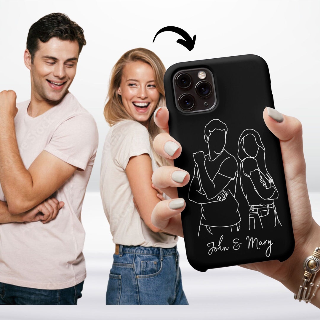 Custom Line Art Couple Phone Case: Personalized Portrait Gift - Etsy