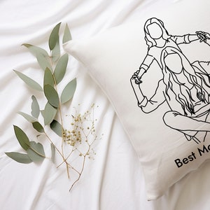 Custom Line Art Pillow: Personalized Family Portrait Pillowcase - Etsy
