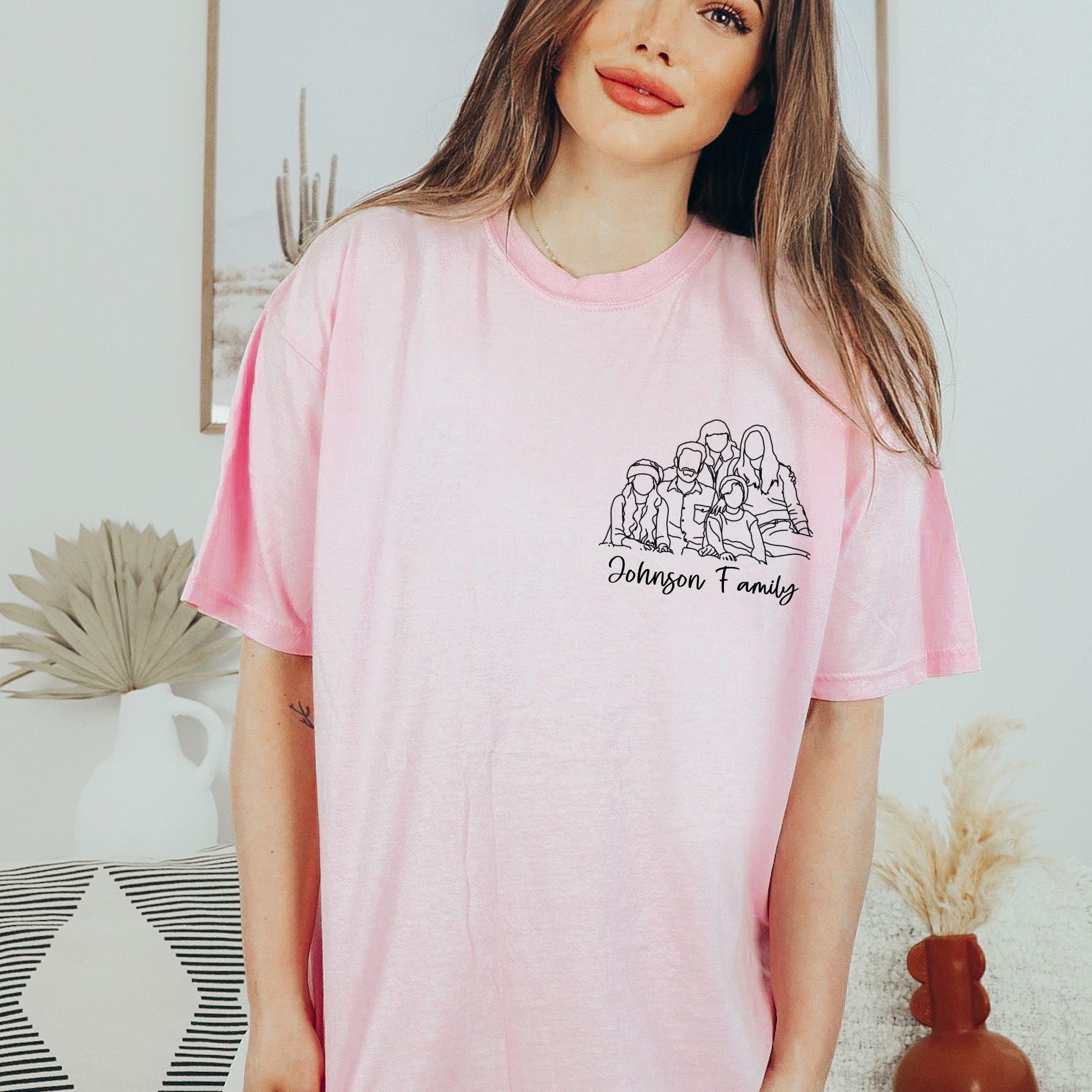 Personalized Portrait Outline Shirt: Custom Line Art Comfort Colors Tee ...