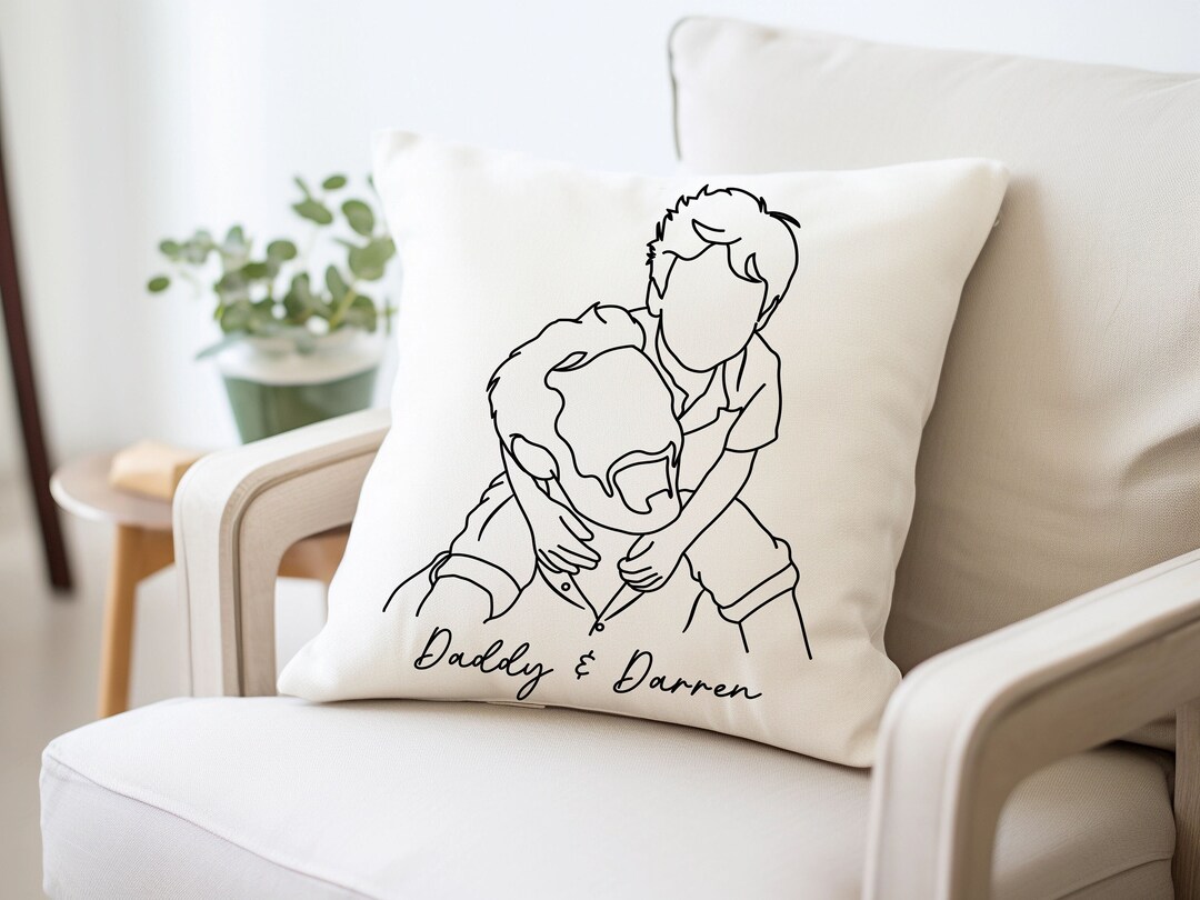 Custom Line Art Pillow: Personalized Family Portrait Pillowcase - Etsy