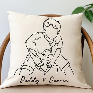Custom Line Art Pillow: Personalized Family Portrait Pillowcase - Etsy