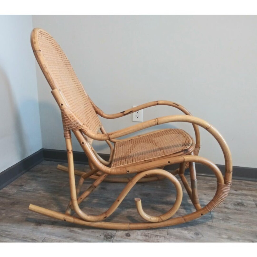 Vintage Bamboo Rattan Rocking Chair Etsy
