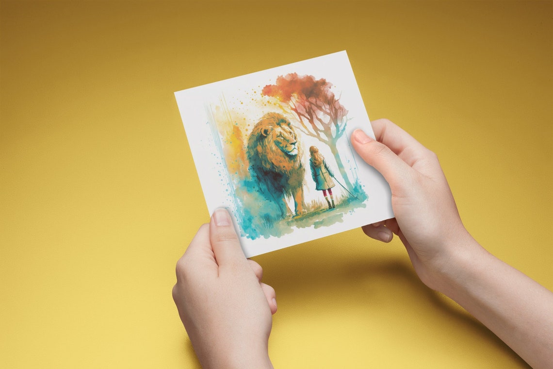 Lion and Witch Greeting Card: Literary Fantasy Art - Etsy
