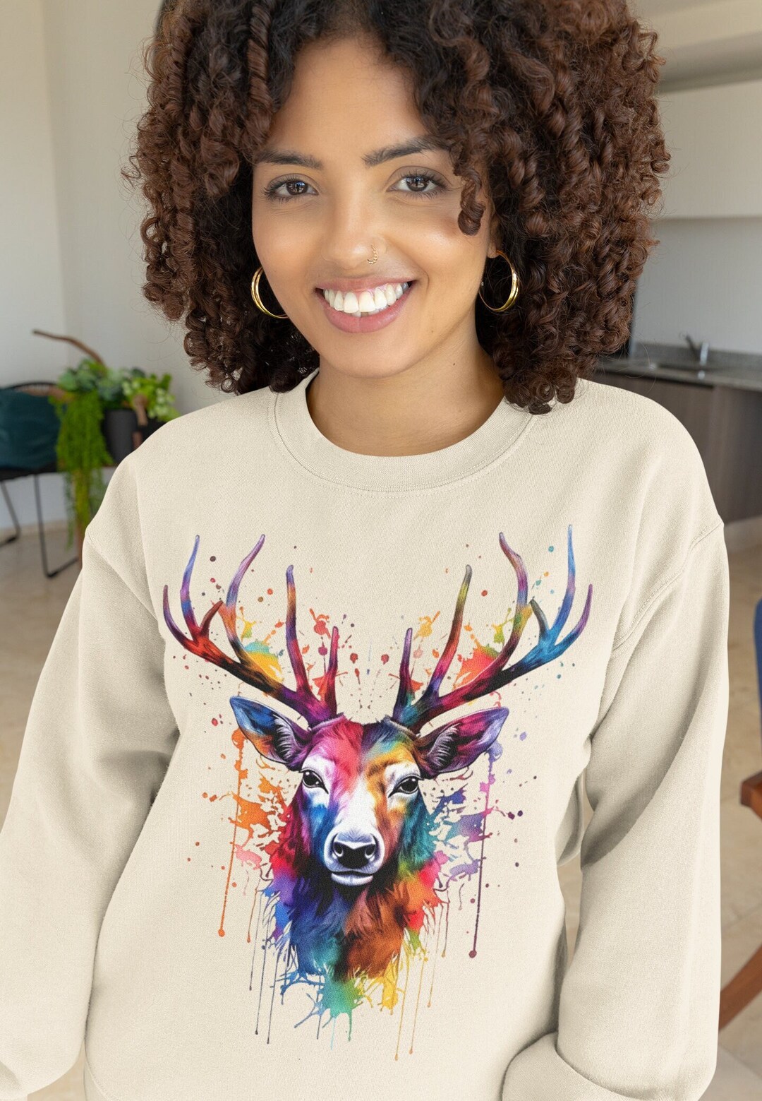 Rainbow Stag Unisex Sweatshirt, Colourful Deer Pullover, LGBTQ Seasonal ...
