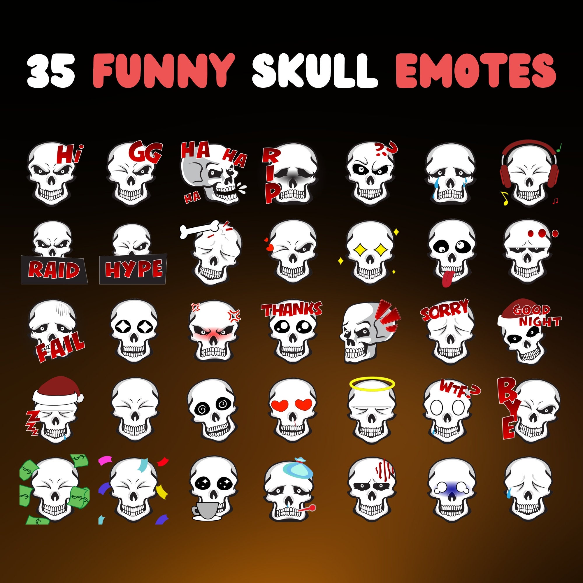 35 Funny Skull Emotes Pack, Twitch Emotes Pack, Discord Emotes Pack ...