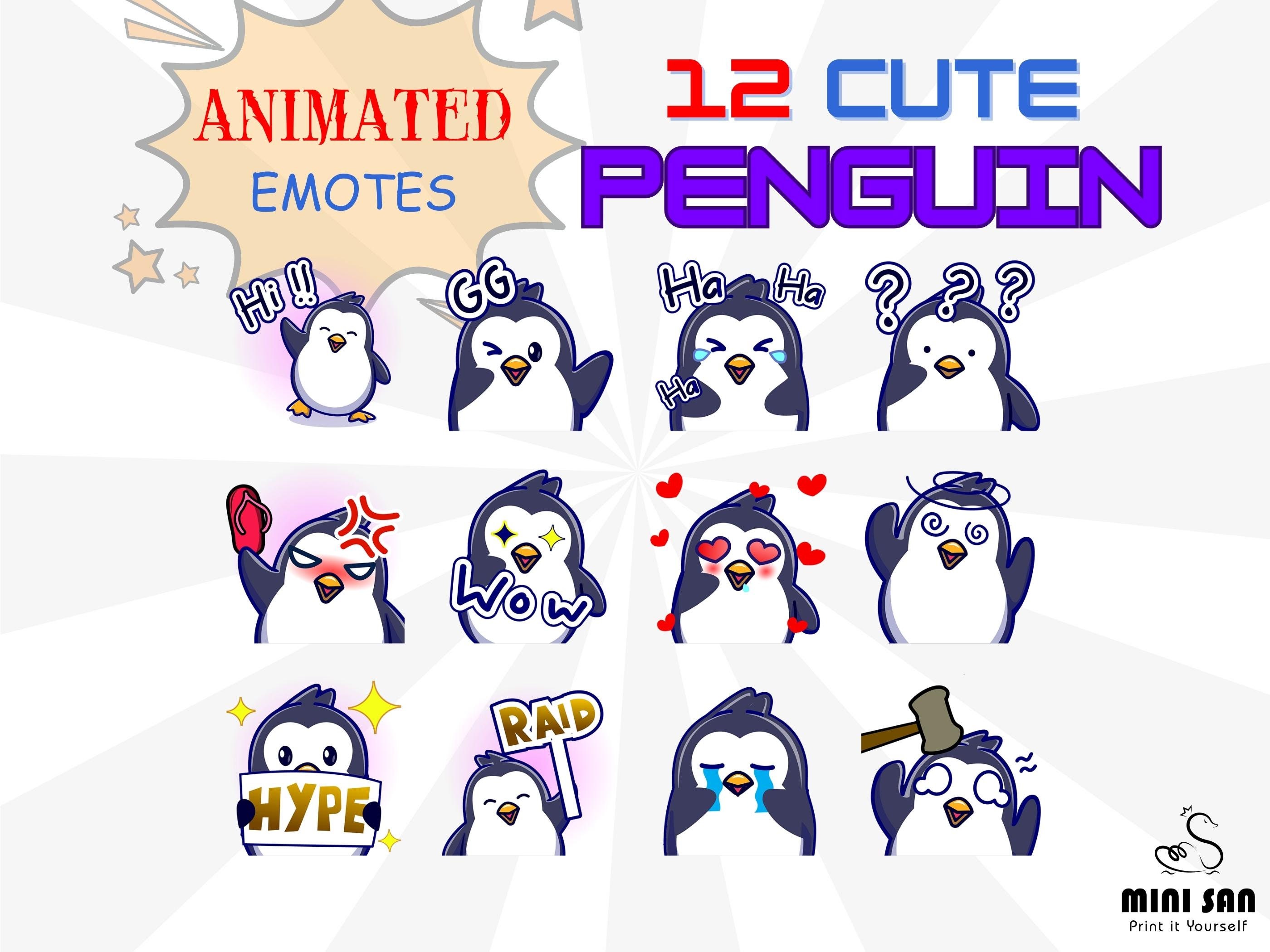 12 Animated Cute Penguin Emotes, Animated Twitch Emotes Pack, Discord ...