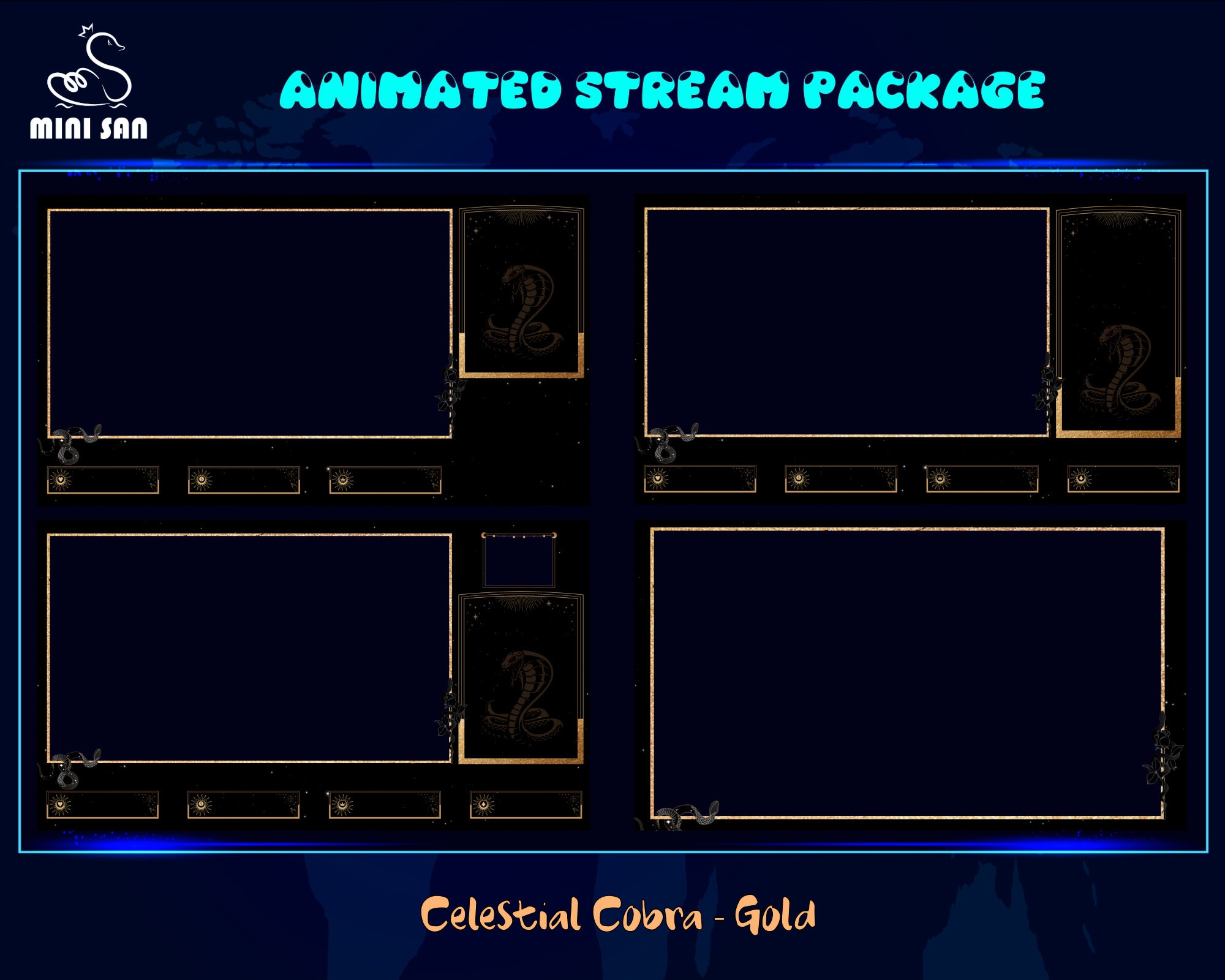 Celestial Cobra Animated Stream Overlay Bundle, Celestial Snake Twitch ...