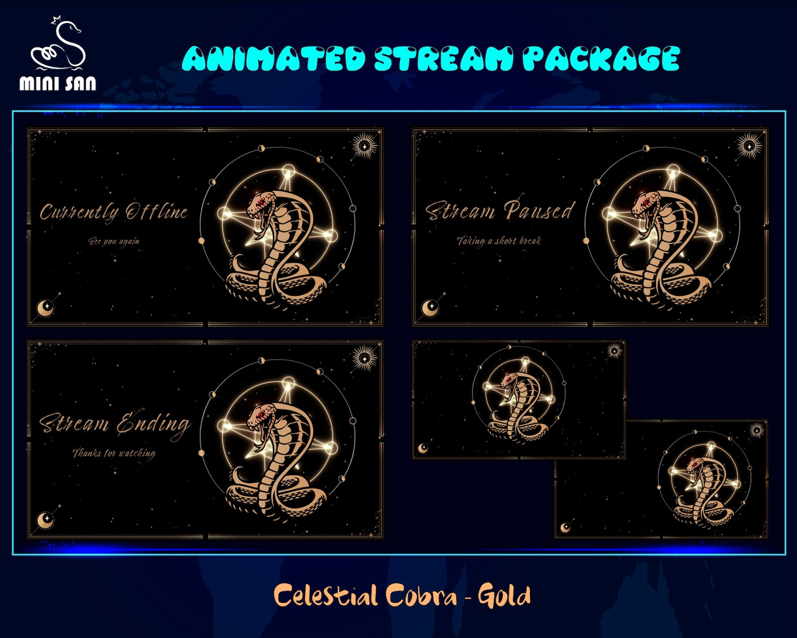 Celestial Cobra Animated Stream Overlay Bundle, Celestial Snake Twitch ...
