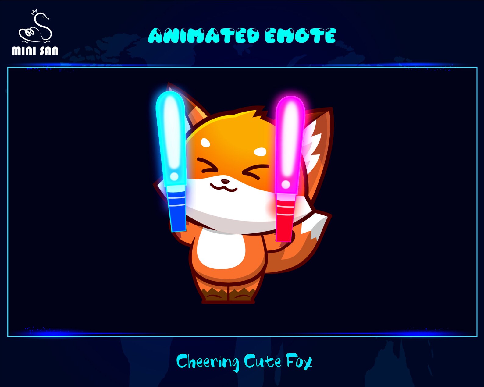 Animated Cute Cheering Fox Emote, Cute Cheering Fox Twitch Emote, Cute ...