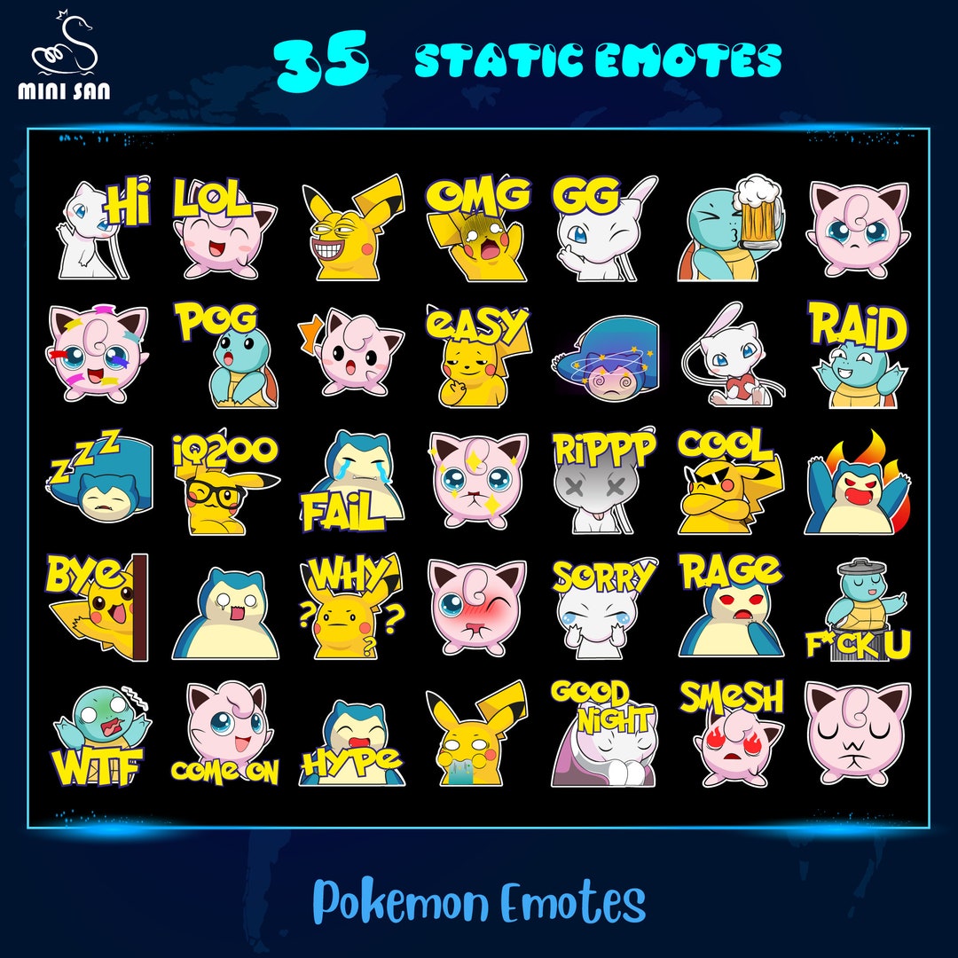 35 Cute Pokemon Emotes Package, Pokemon Static Twitch Emotes, Discord ...