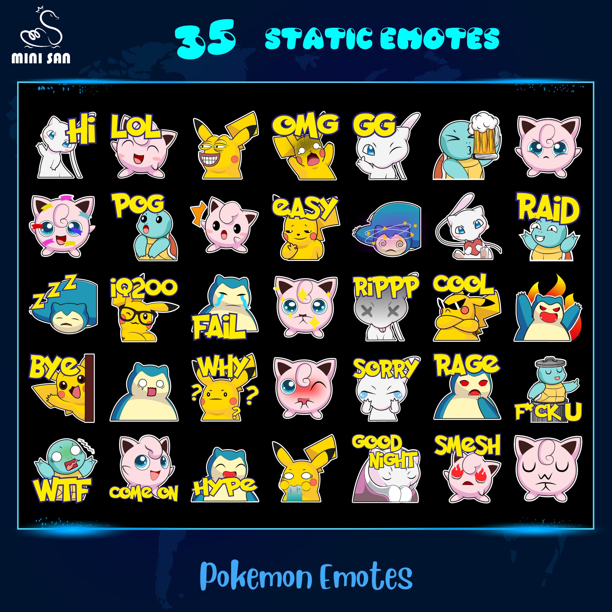 35 Cute Pokemon Emotes Package, Pokemon Static Twitch Emotes, Discord ...
