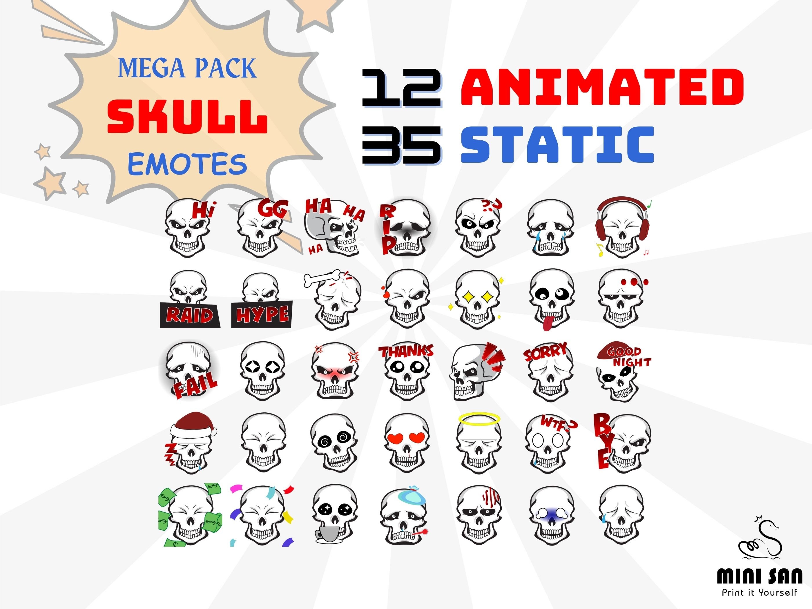 Combo of 12 Animated and 35 Static Skull Emotes, Animated Twitch Emotes ...