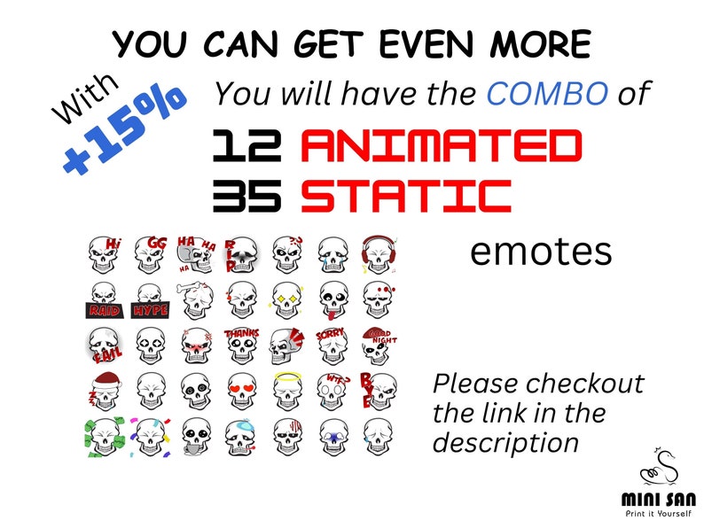 12 Animated Cute Skull Emotes, Lol Emote, Hype Emote, GG Emote, Raid ...