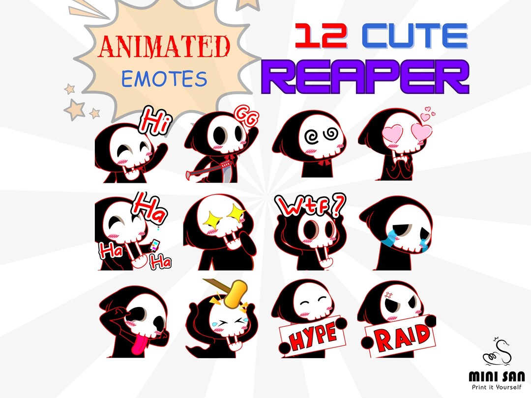 12 Animated Funny Reaper Emotes Pack, Animated Twitch Emotes Pack ...