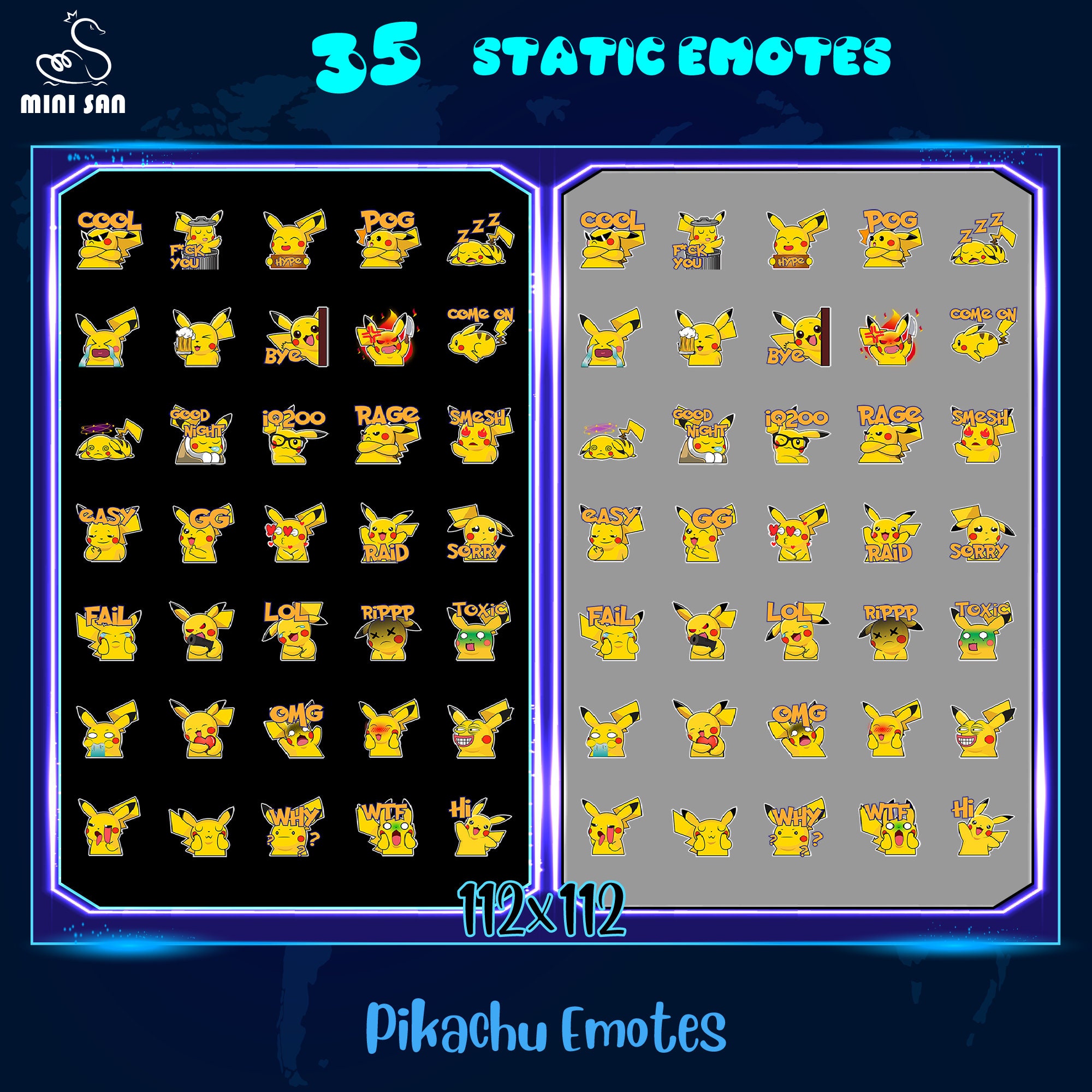 35 Cute Pikachu Emotes Package, Pikachu Static Twitch Emotes, Discord ...