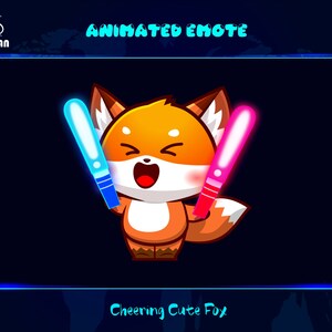 Animated Cute Cheering Fox Emote, Cute Cheering Fox Twitch Emote, Cute ...