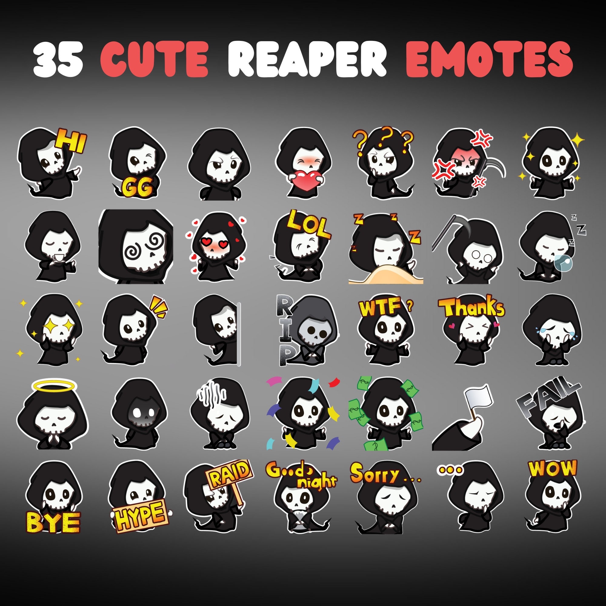 35 Grim Reaper Emotes Pack, Twitch Emotes Pack, Discord Emotes Pack ...