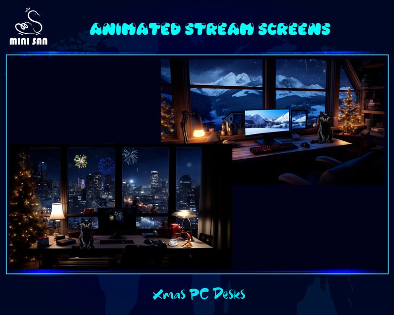 Animated Xmas PC Desk Stream Overlay, Xmas PC Room Twitch Overlay for ...